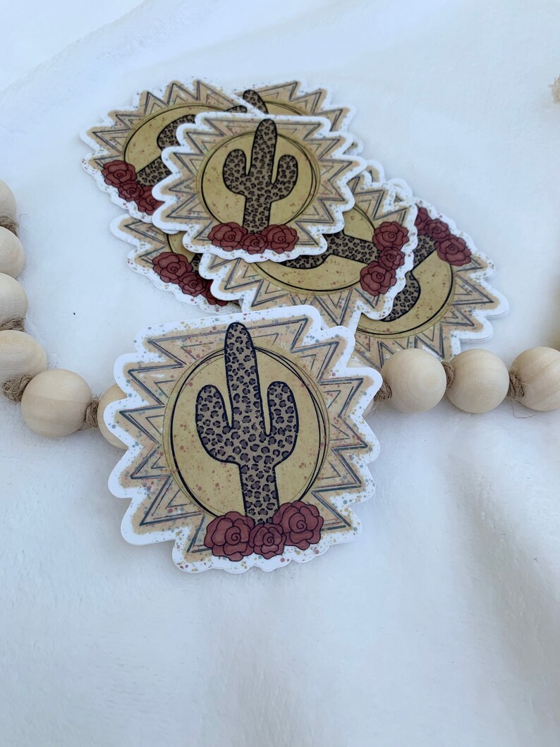 Western Aztec Leopard Cactus Vinyl Sticker Boho - Etsy