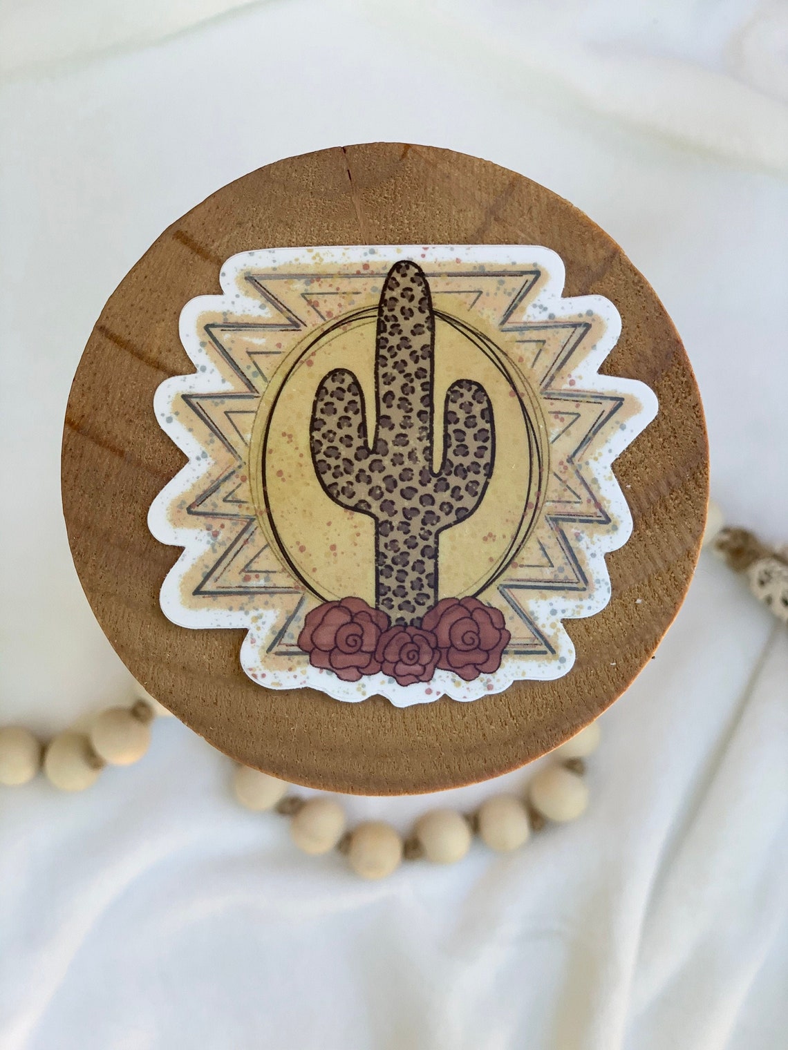 Western Aztec Leopard Cactus Vinyl Sticker Boho - Etsy