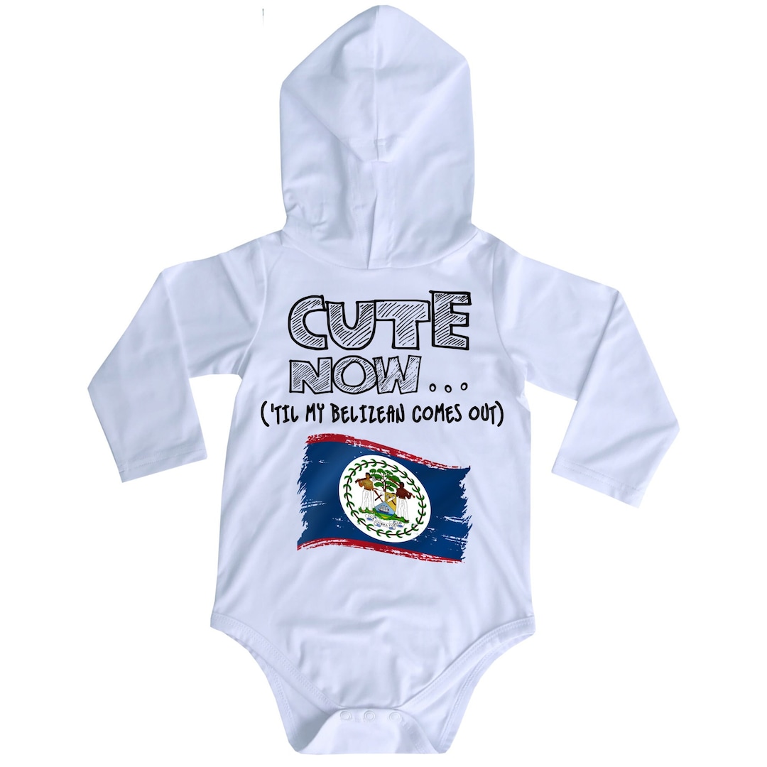 Hooded Long Sleeve Belize Flag Infant/baby Bodysuit CUTE NOW... ('til ...
