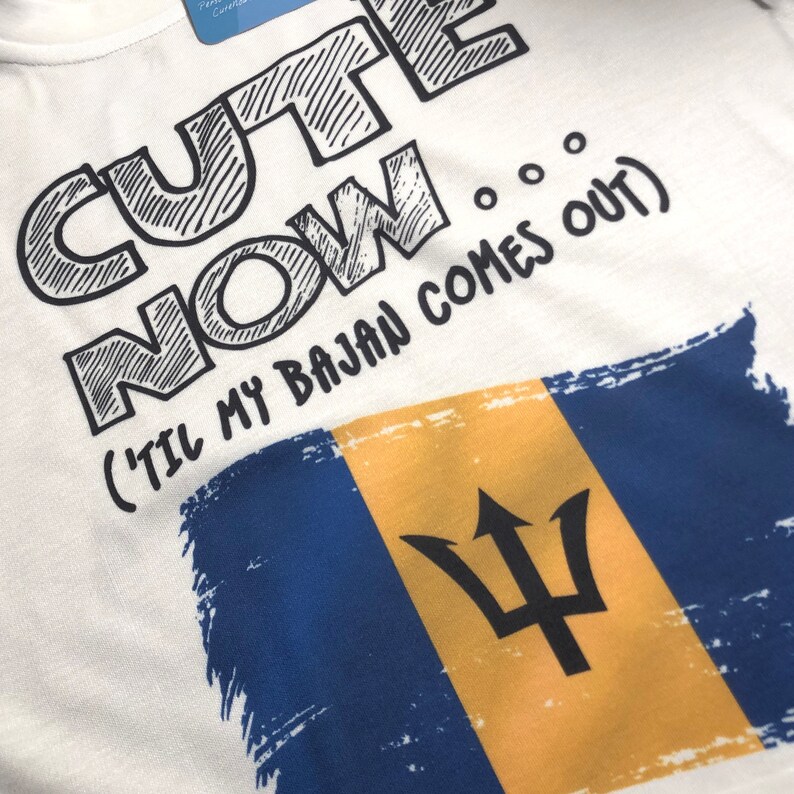 CUTE NOW... ('til My Bajan Comes Out) Infant Baby Feeding Bib With Flag ...