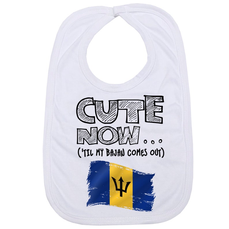 CUTE NOW... ('til My Bajan Comes Out) Infant Baby Feeding Bib With Flag ...