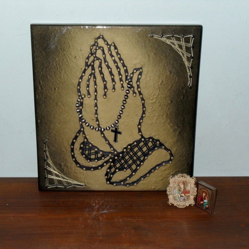 Praying hands wall panel wood picture believers home decor | Etsy