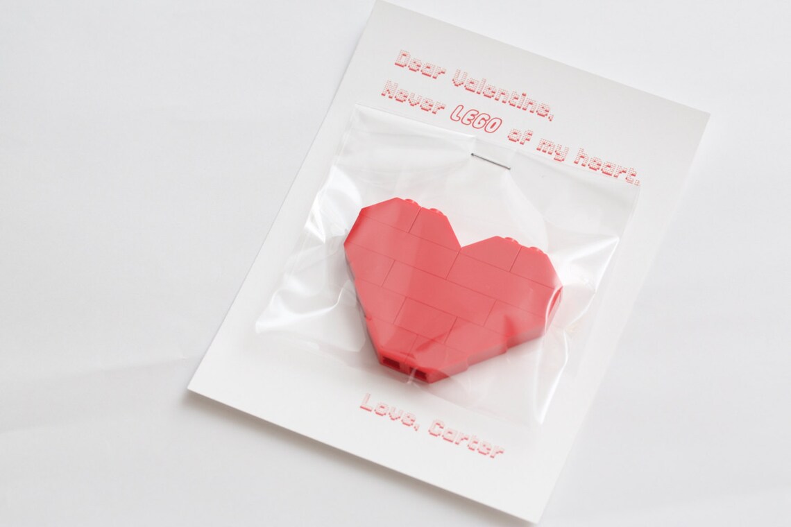 Lego Valentine Card With Red Heart - Custom Name - Etsy
