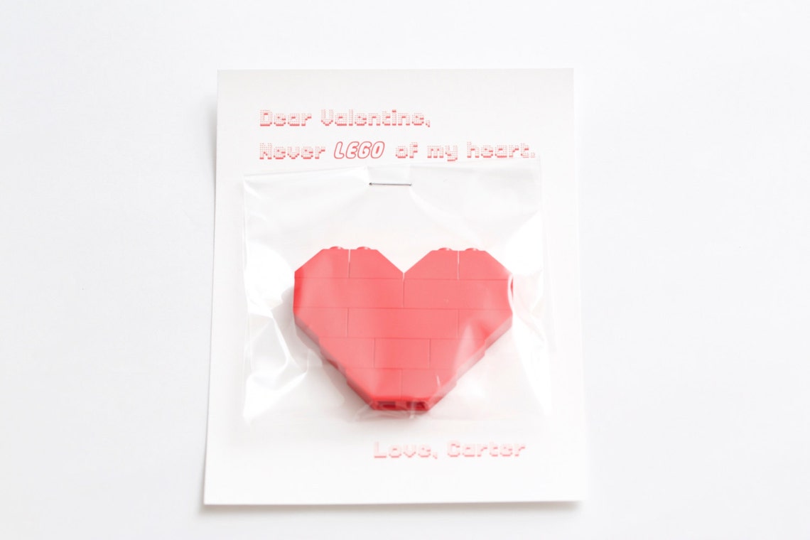 Lego Valentine Card With Red Heart - Custom Name - Etsy