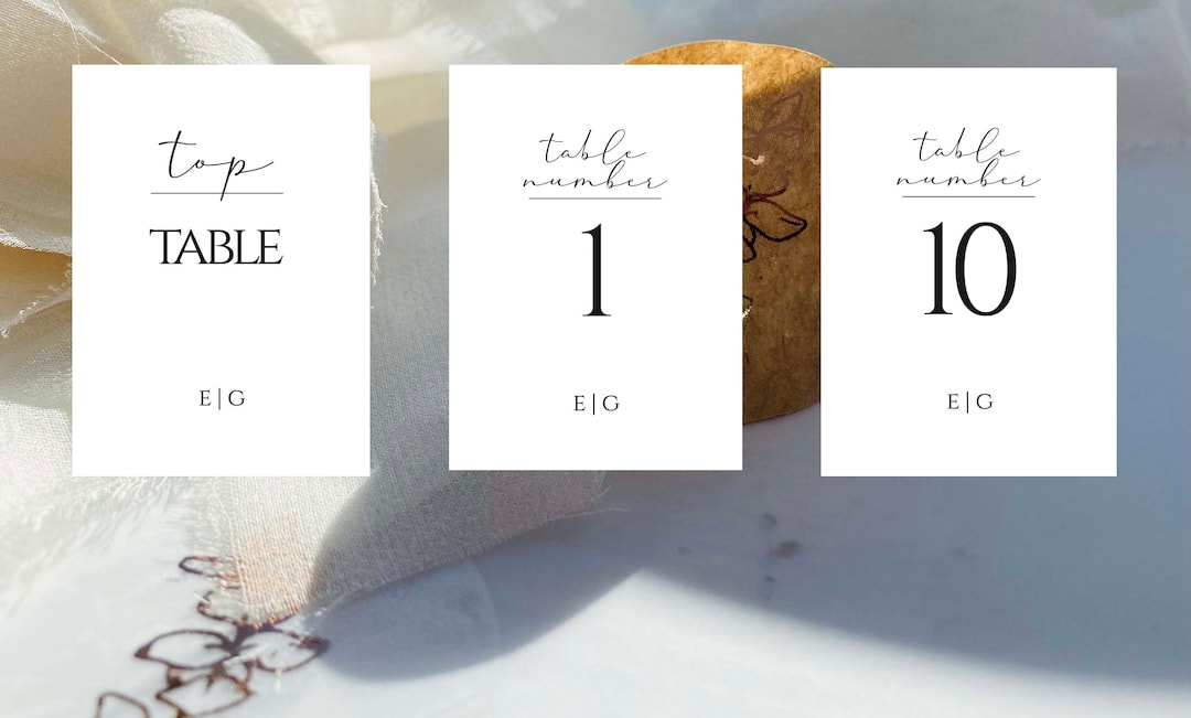 Personalised Table Numbers | Printable | 7x5 Minimalist | Wedding - Etsy