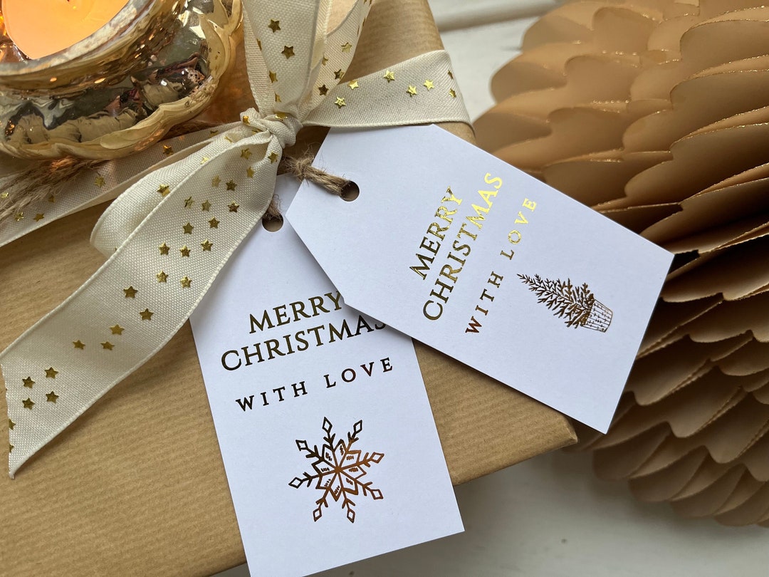Christmas Gift Tag Pack Labels for Presents Gold Foiled Gift Tags 2 ...