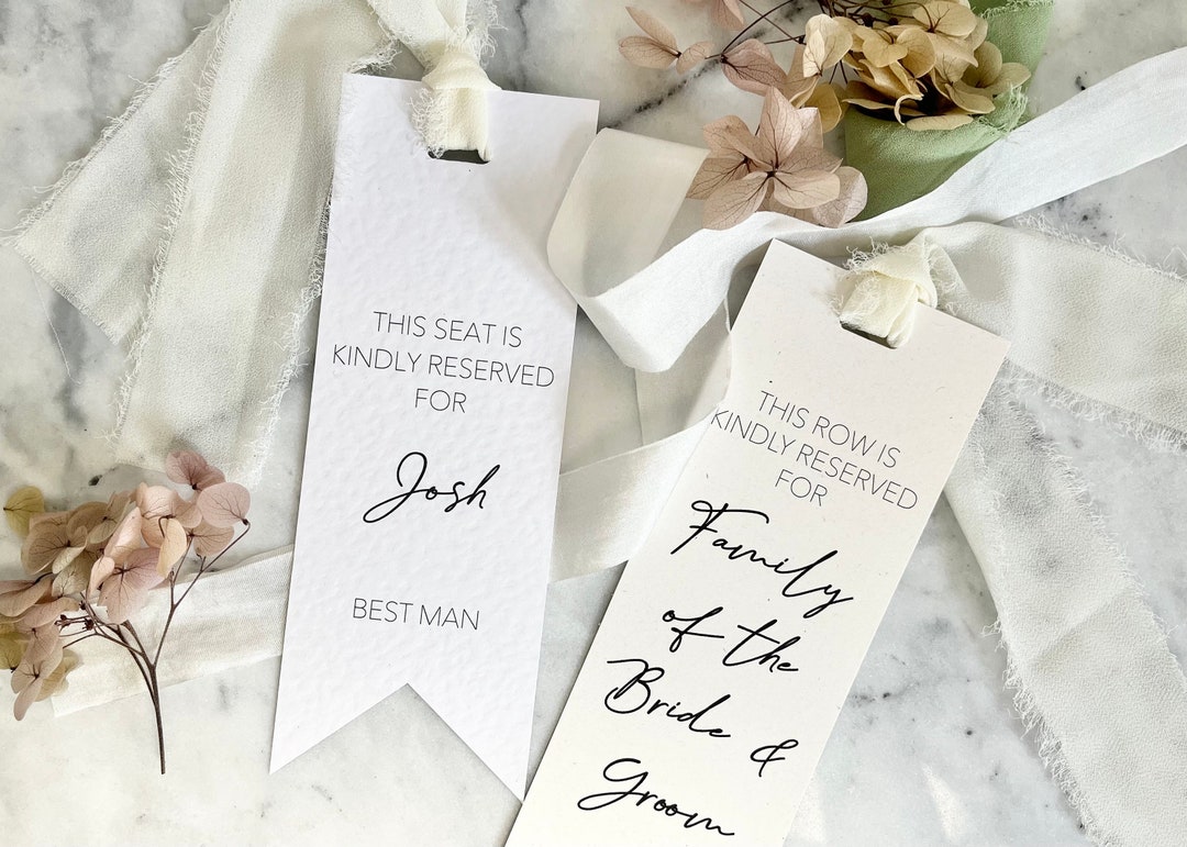 Personalised Minimalist Reserved Seat Holder Sign Tag for Wedding ...