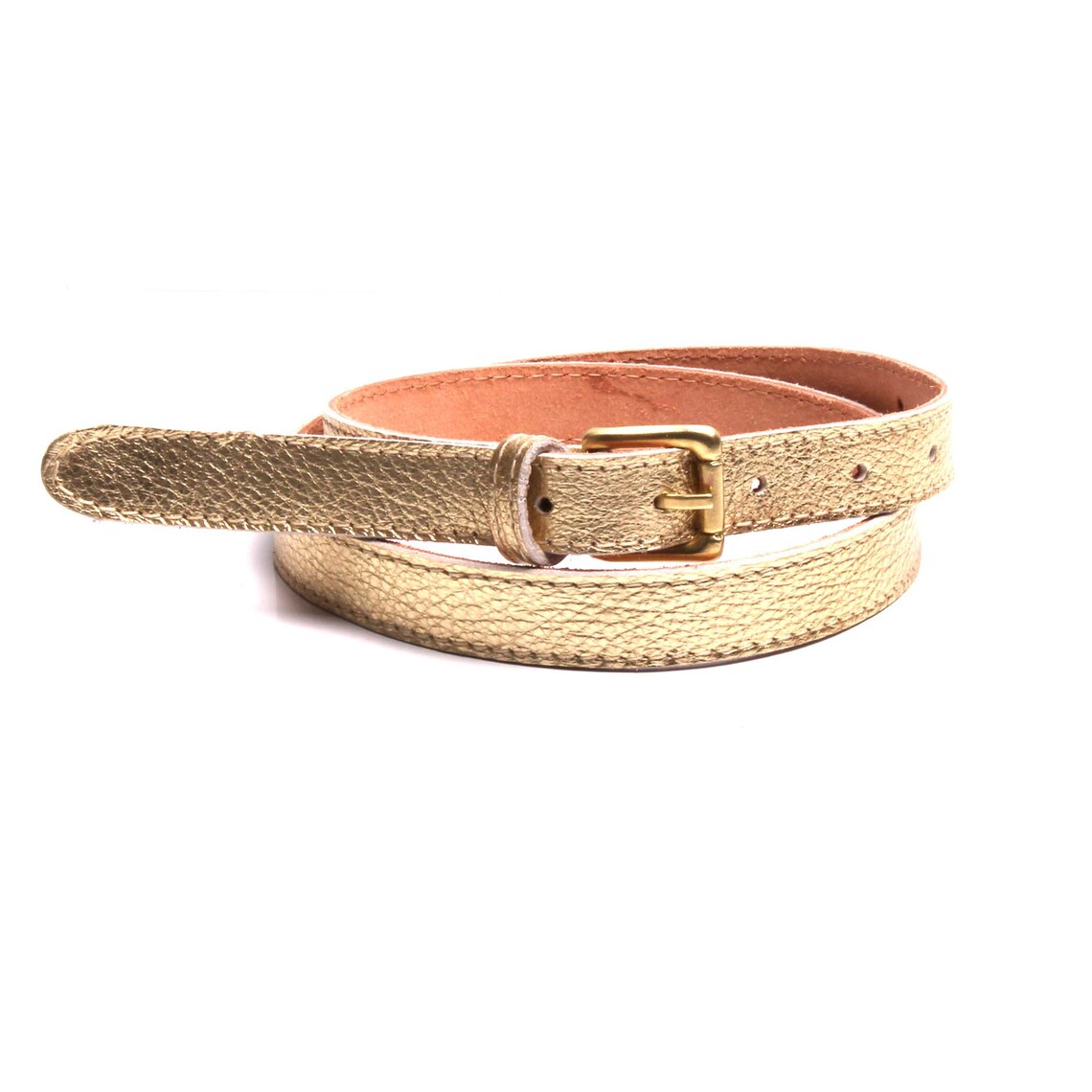 Gold Belt Fine Women's Leather Soft Gold Buckle Brass Atelier by Mode ...