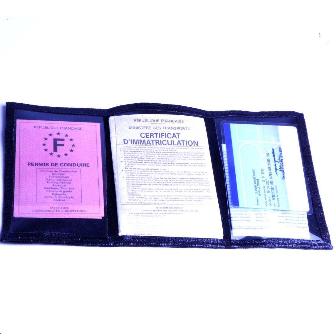Leather Driver's License Case Car Paper Holder ID Holder Made in France ...