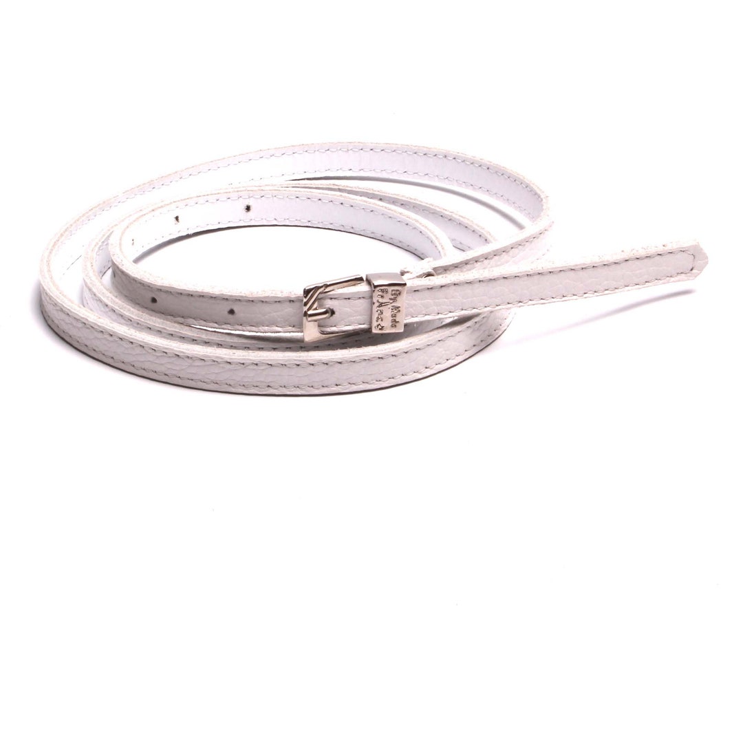 Fine Belt 1 Cm White Soft Leather Large Size Personalized Leather Goods ...