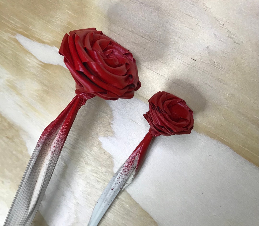 One Red Long Stem Rose and One Mini Red Small Rose 2 Roses Valentines ...