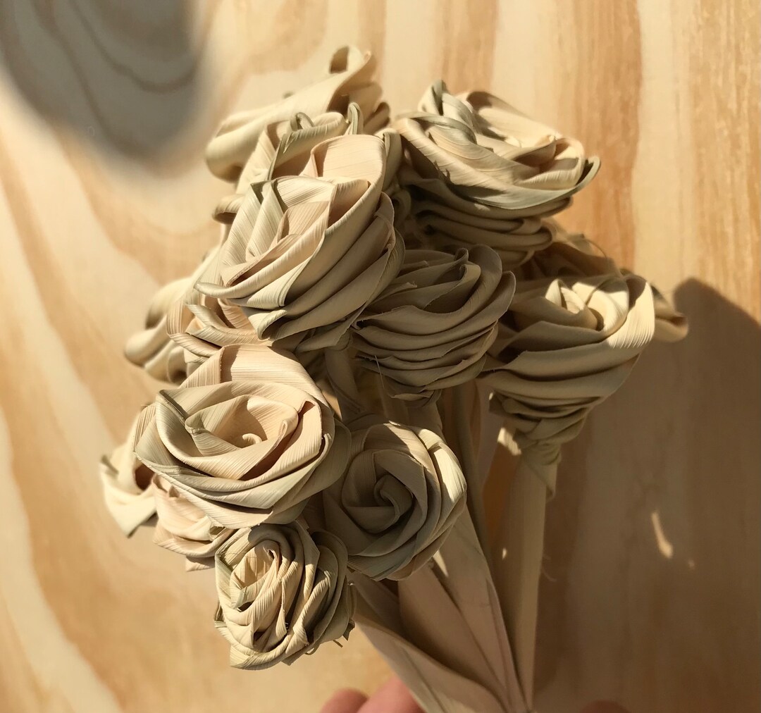 18 Long Stems Natural Stem Rose Bouquet of Dried Palmetto Flowers - Etsy