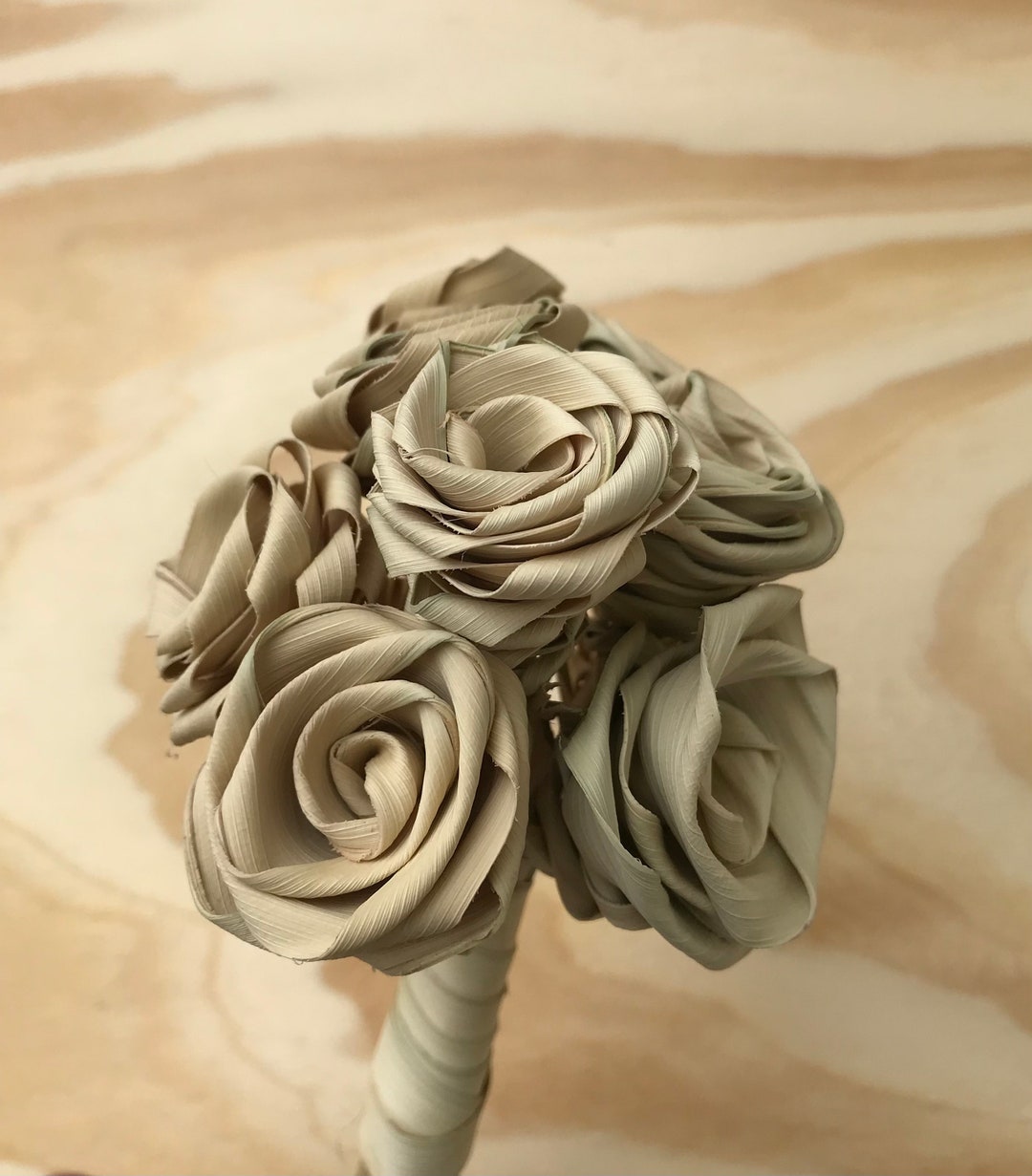 9 Rose Long Stem Bouquet of Palmetto Leaf Palm Roses, Flowers Are Dried ...