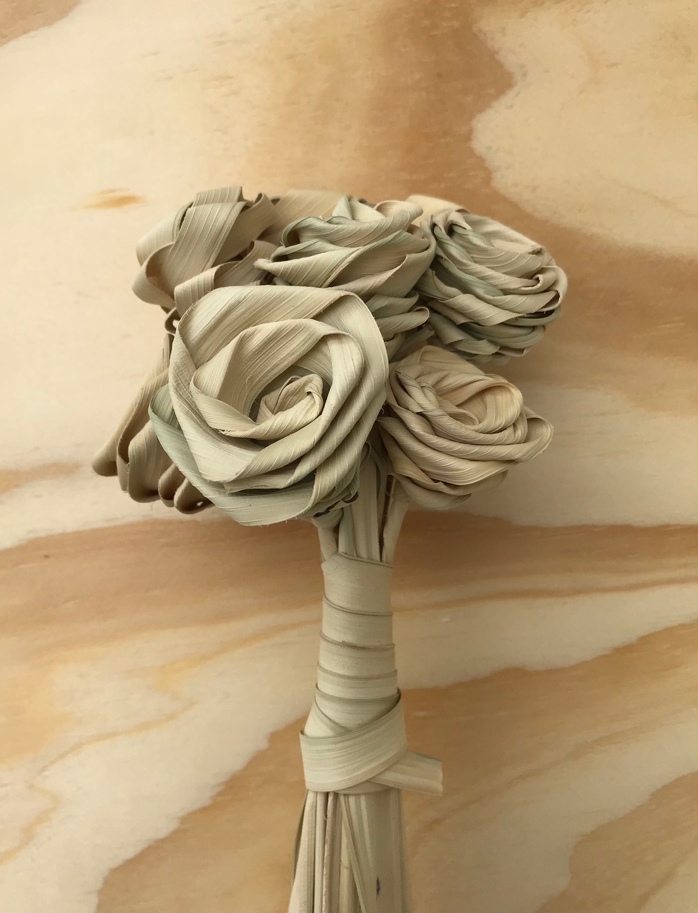 9 Rose Long Stem Bouquet of Palmetto Leaf Palm Roses, Flowers Are Dried ...