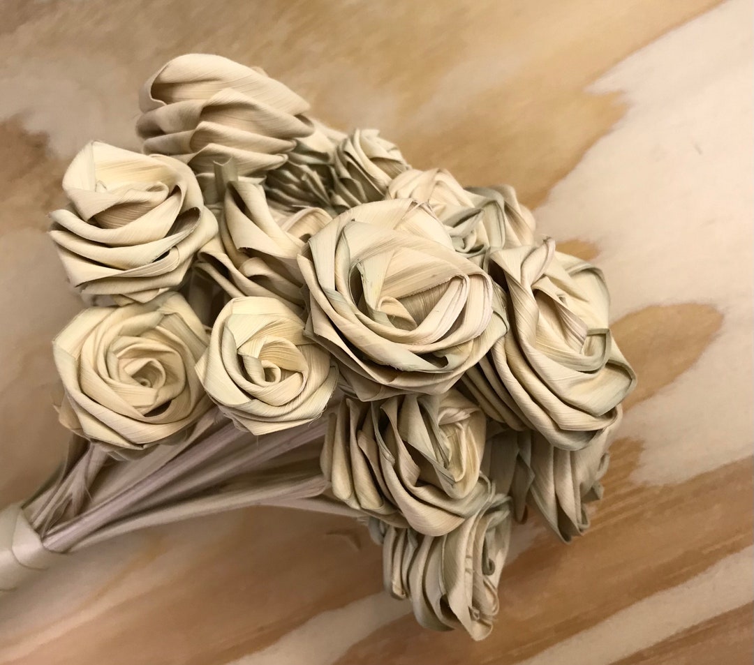 24 Rose Bouquet With Natural Long Stems Handmade With Leaf Two Dozen - Etsy