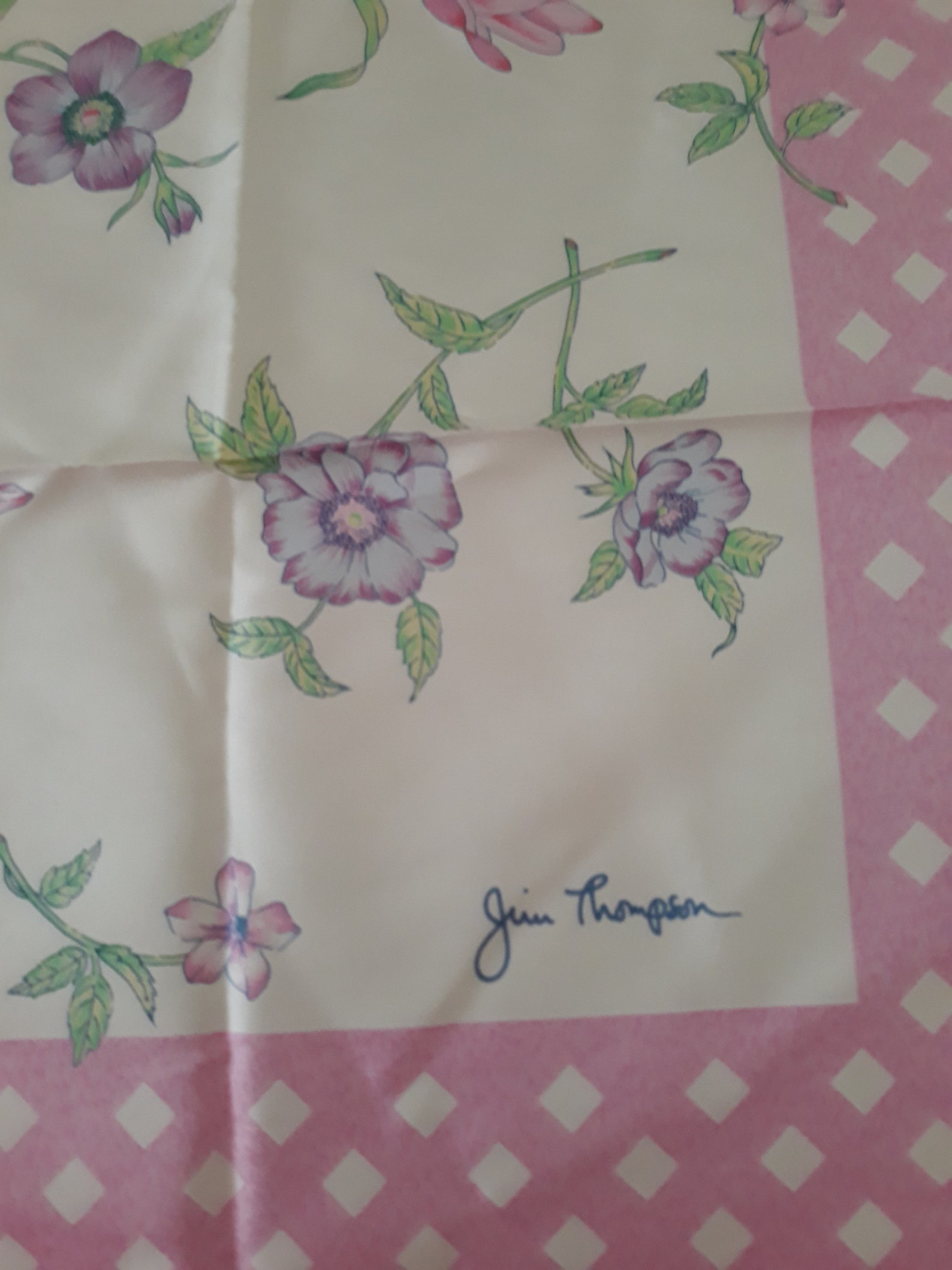 Jim Thompson Thai Silk Floral Scarf - Etsy