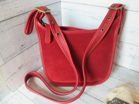 Vintage Coach Red Leather/Suede Berkeley Zip Shoulder… - Gem