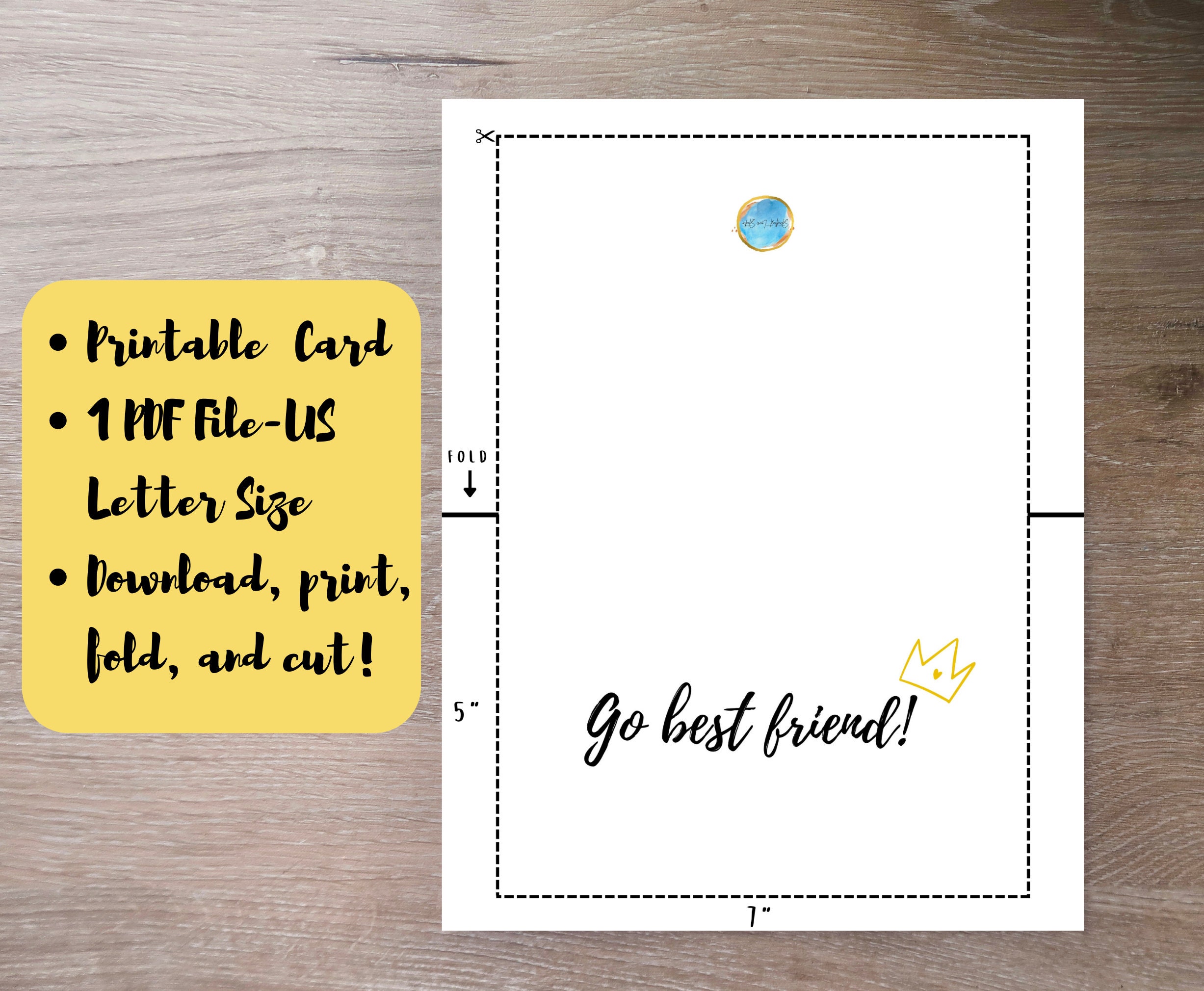 Go Best Friend Card, Digital Download, Instant Download, Simplistic ...