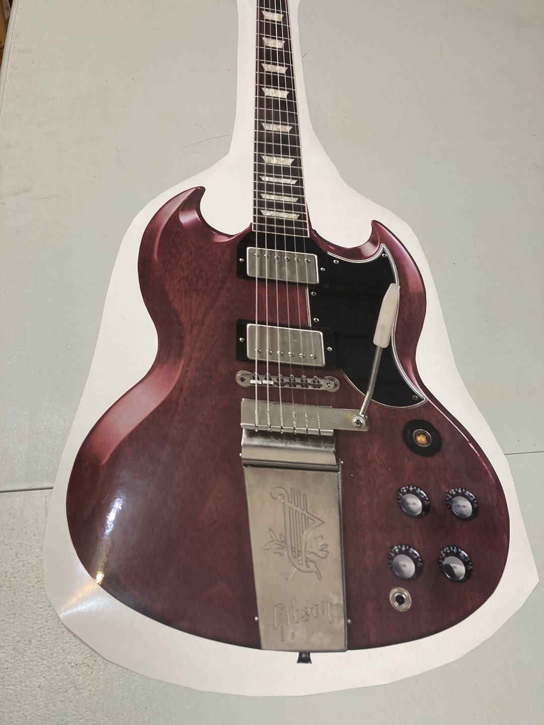 60's SG Guitar Sticker. Life Size Cut Shape of SG Guitar Wall ...