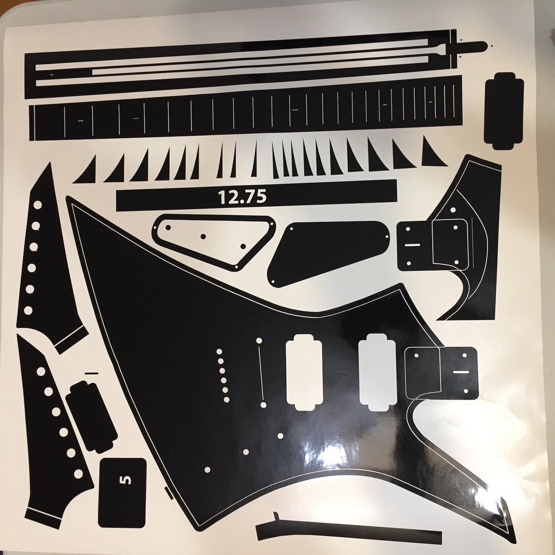 Kelly Guitar Shape Routing Template. Vinyl Sticker for Guitar Making ...
