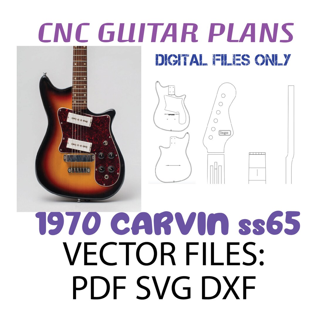1970s Carvin Ss65 Digital Guitar Plans. 3 Files Types for Cnc Guitar ...