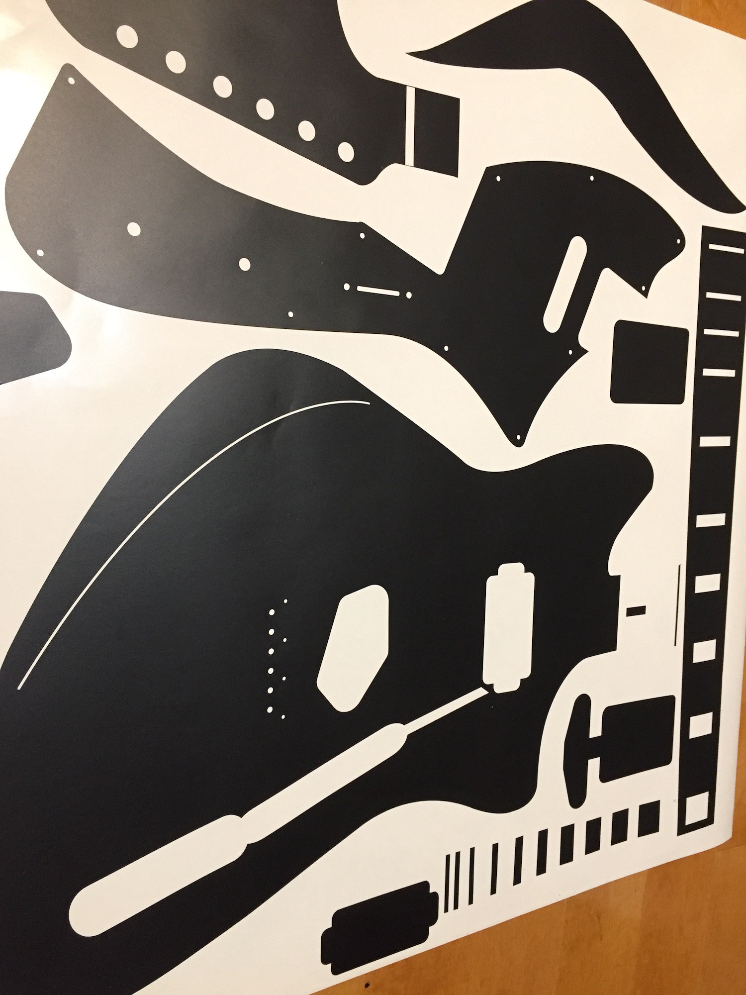 Meteor Shape Guitar Routing Template 2019 Style With Neck and Pickup ...