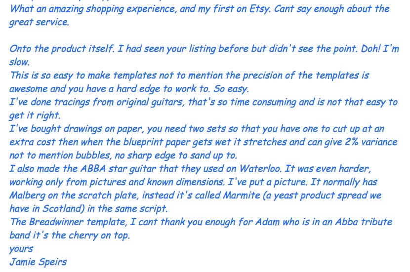 Kelly guitar shape routing template. Vinyl sticker for guitar | Etsy