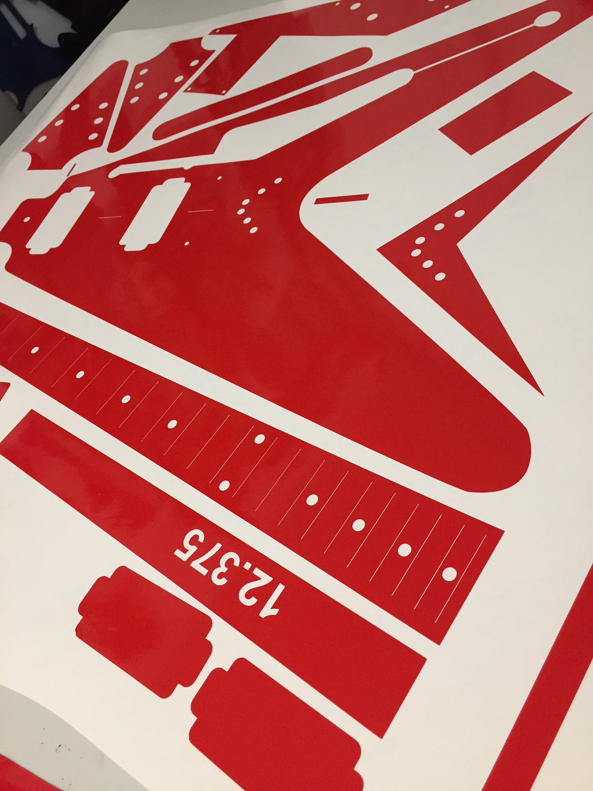 1959 Flying V Routing Template. Vinyl Sticker for Guitar Making. Flying ...