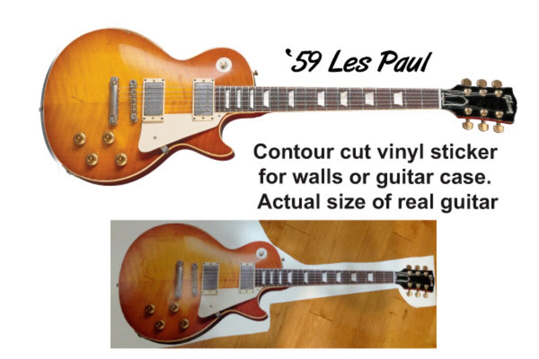 59 Les Paul Guitar Sticker. Life Size Cut Shape of Classic LP. Wall ...