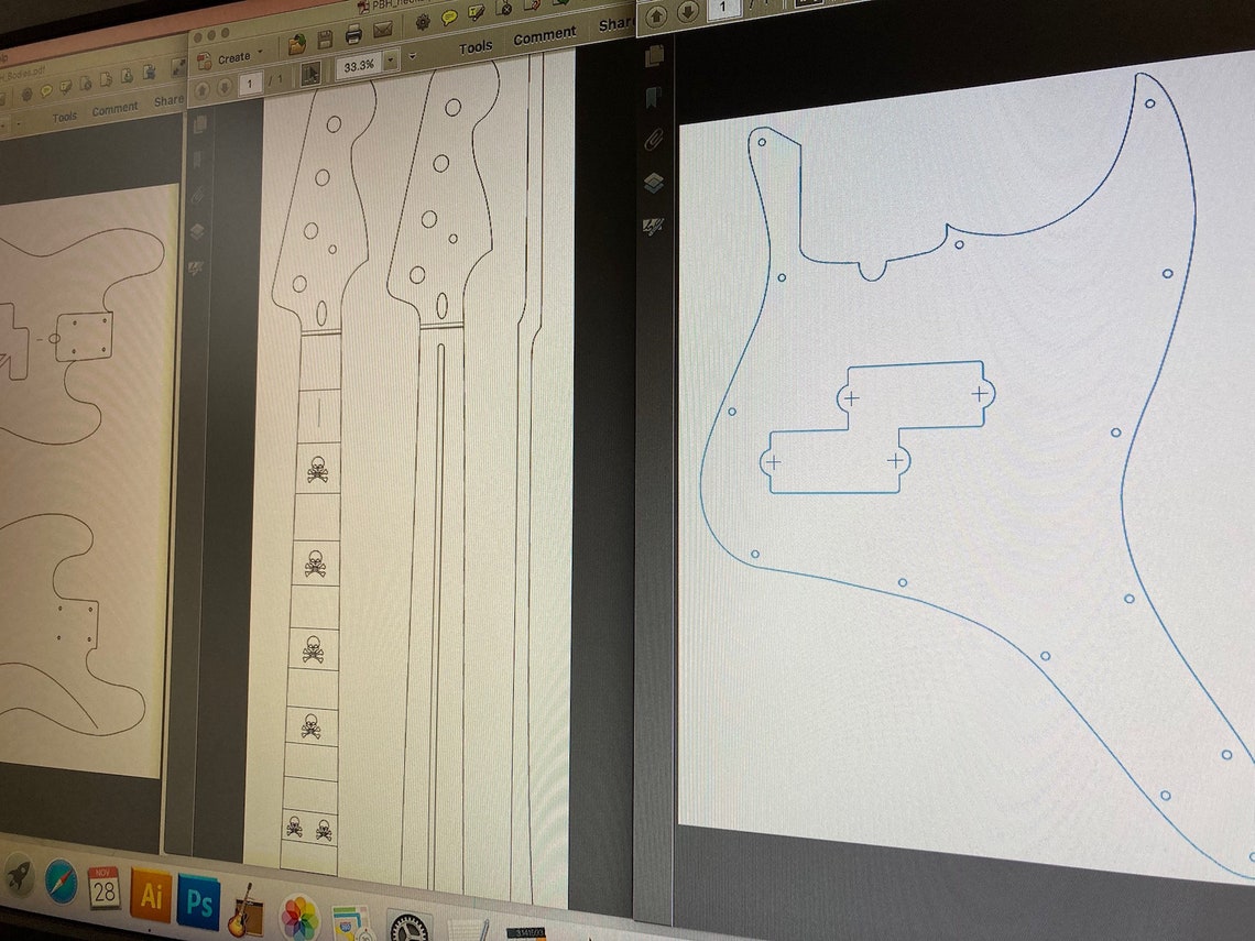 Hoppus Pbass CNC Plans, Vector Bass Guitar Template (pdf, Svg, Dxf) - Etsy