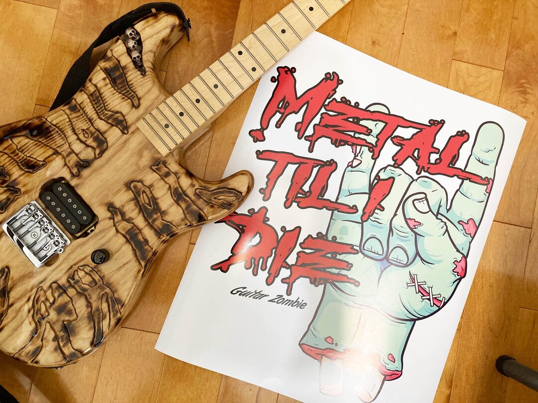 Metal Til I Die Zombie Hand Poster. Hi Quality Print on Satin Photo ...