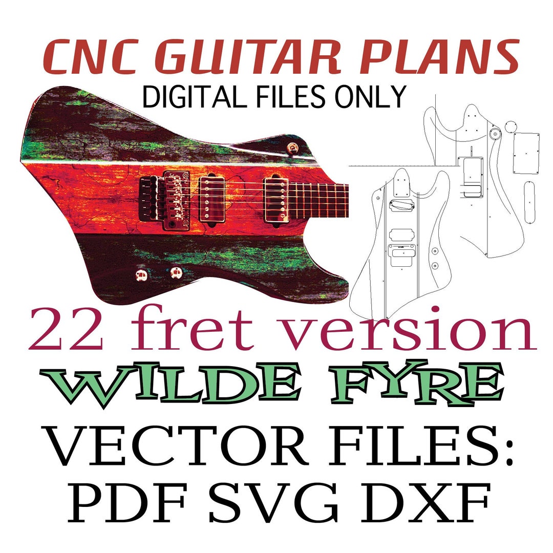 Custom Heavy Metal Firebird 22 Fret Guitar Plans. 3 Files Types for Cnc ...