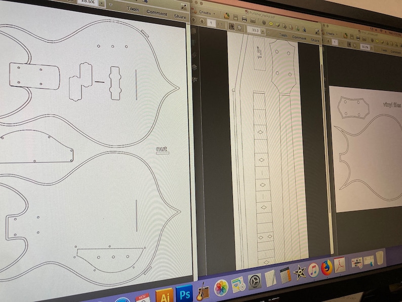 Punisher Bass Guitar Cnc Digital Plans. 3 Files Types for Cnc Bass ...