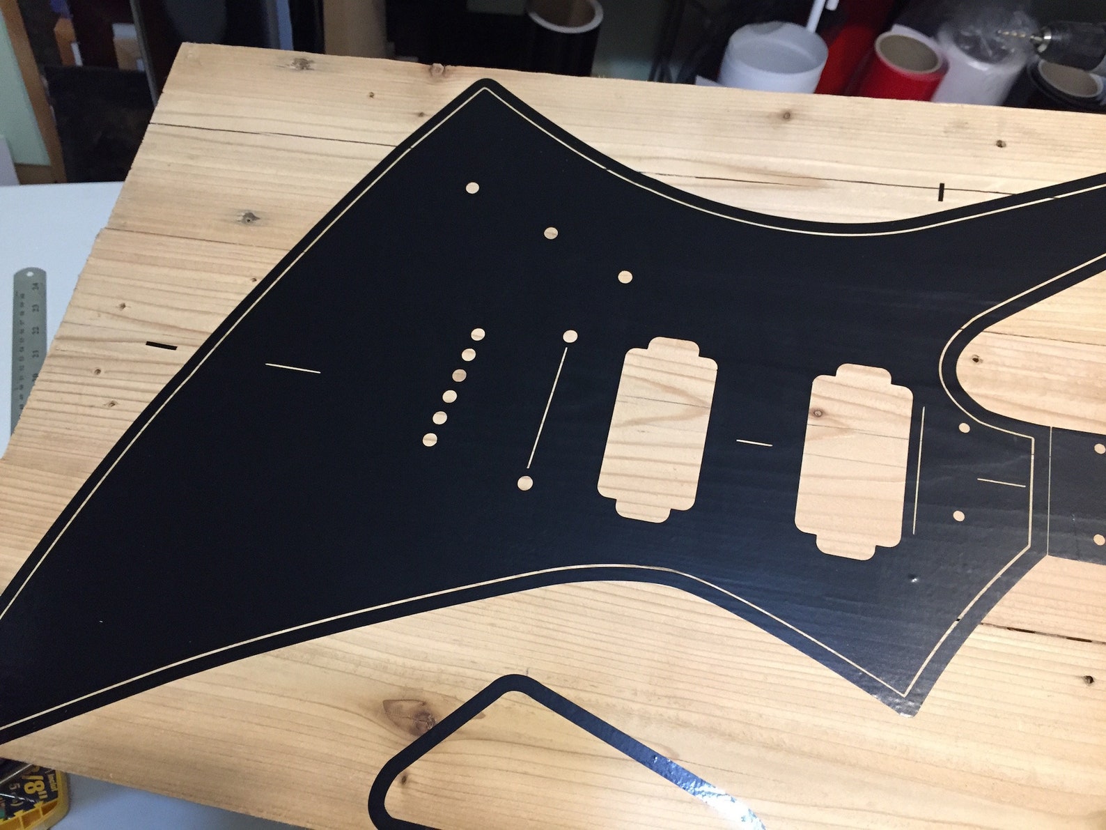 Kelly Guitar Shape Routing Template. Vinyl Sticker for Guitar Making ...