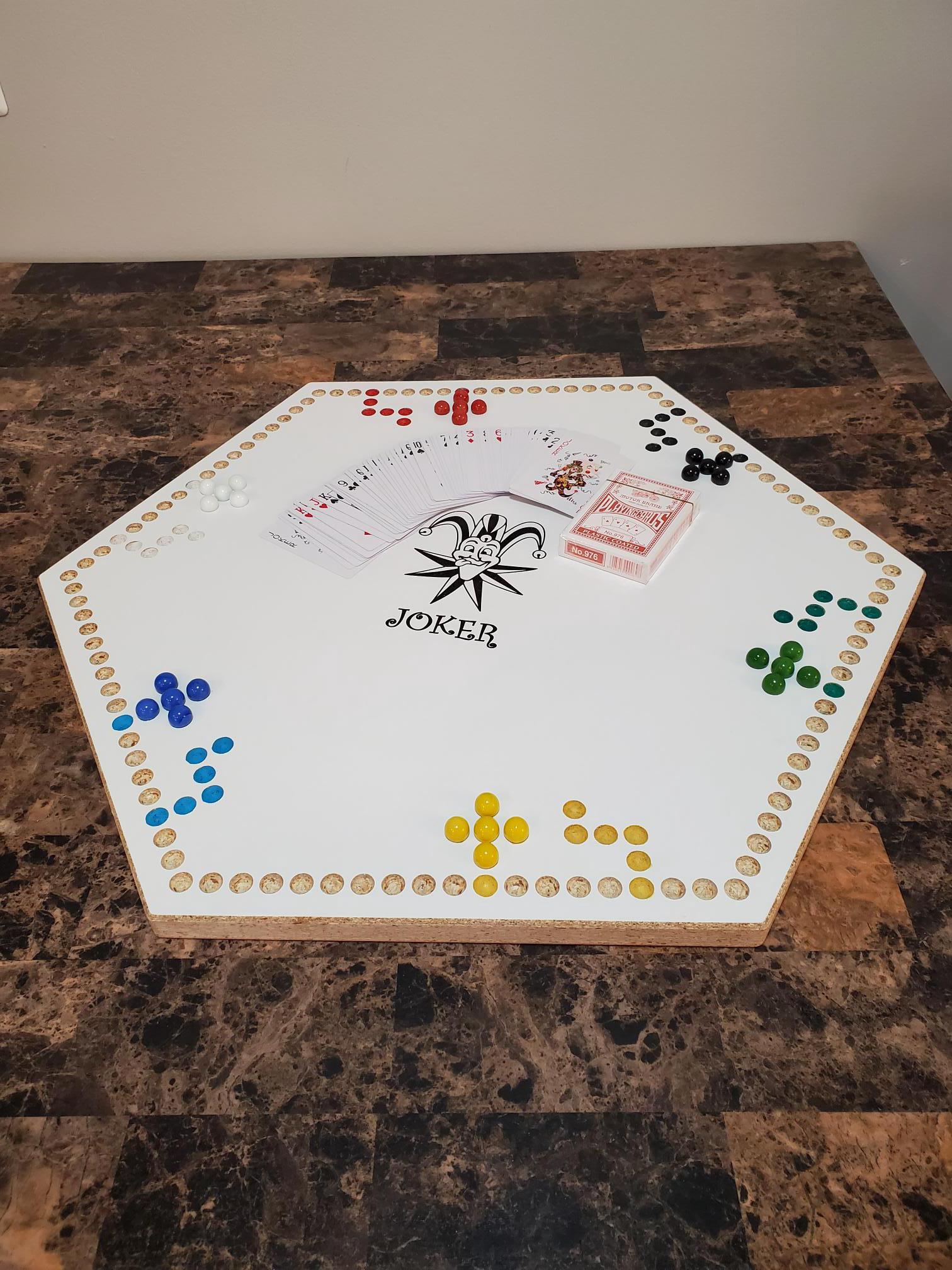 Marbles and Joker Board Game, Deluxe 2 Sided Game Board 4 or 6 Players ...