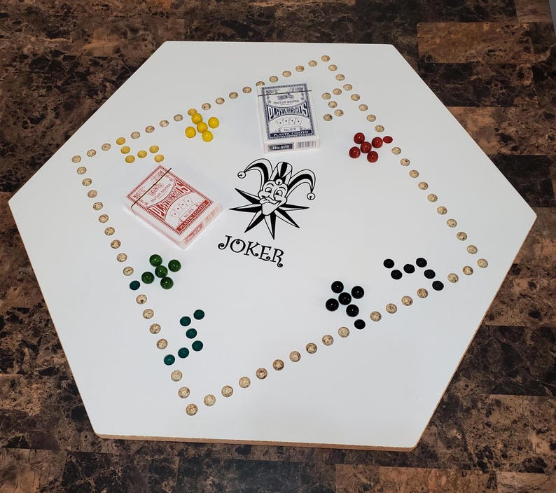 Marbles and Joker Board Game, Deluxe 2 Sided Game Board 4 or 6 Players ...