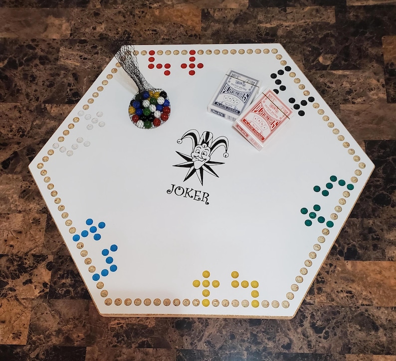 Marbles and Joker Board Game, Deluxe 2 Sided Game Board 4 or 6 Players ...