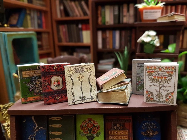 Antique Replica Set of 8 Dolls House Miniature Books in 1:12 Scale That ...