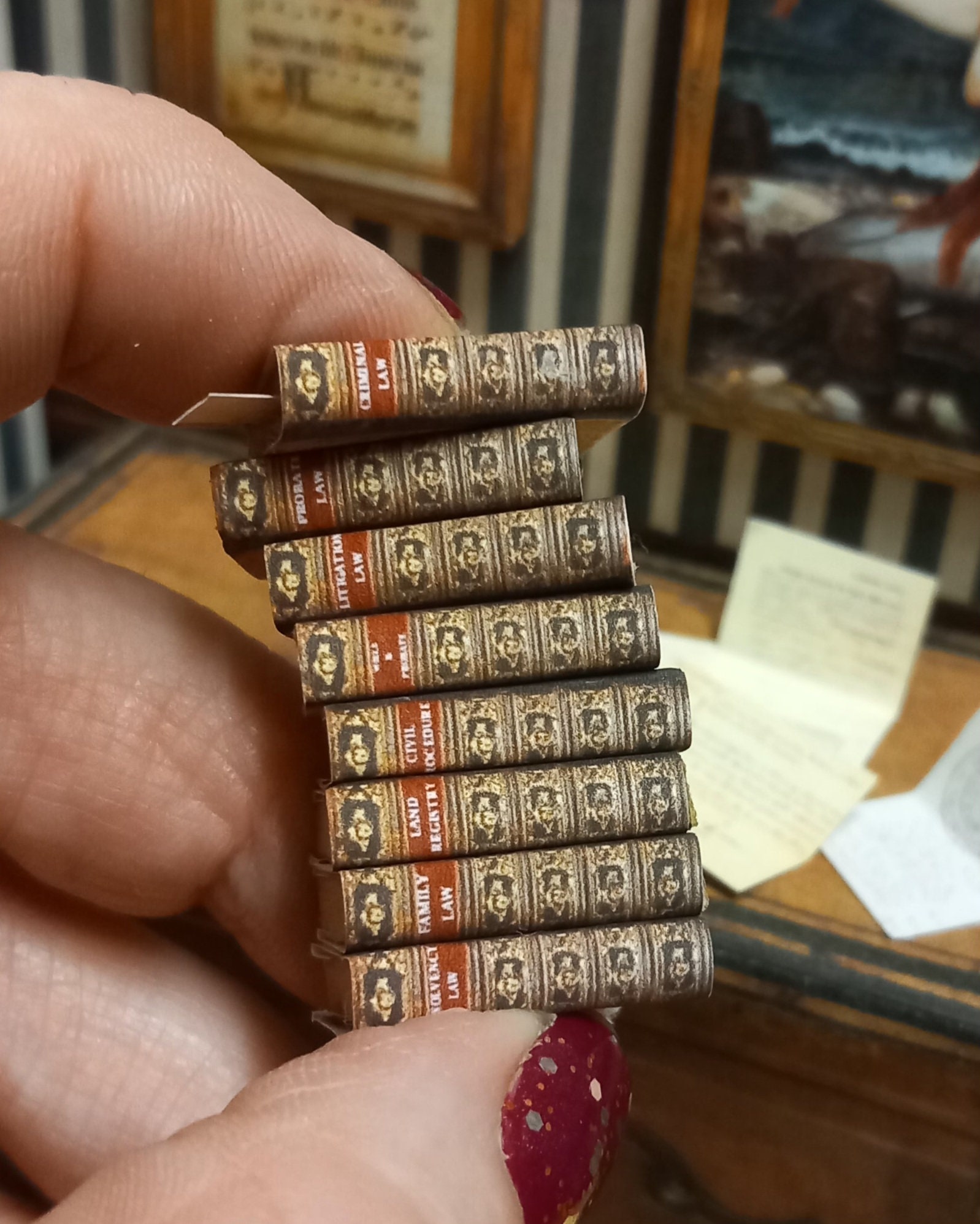 Dollhouse Miniature 1.12 Scale Set of 8 Antique Replica Law Books. Each ...