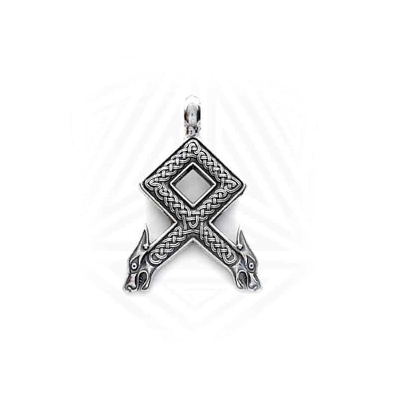 Rune pendant Odal with Wolf Heads. Othila. Odal. Othala. | Etsy