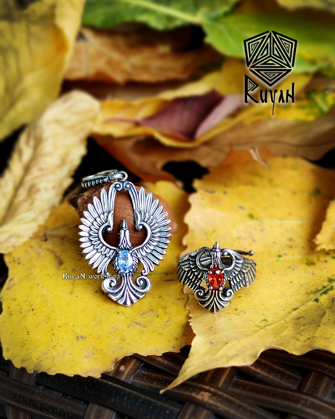 Phoenix Ring. Sterling Silver Phoenix. Ring With Gemstones. | Etsy