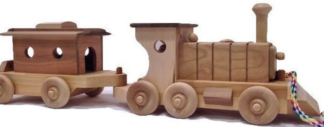 Maple & Cherry Hardwood Train Set - Etsy