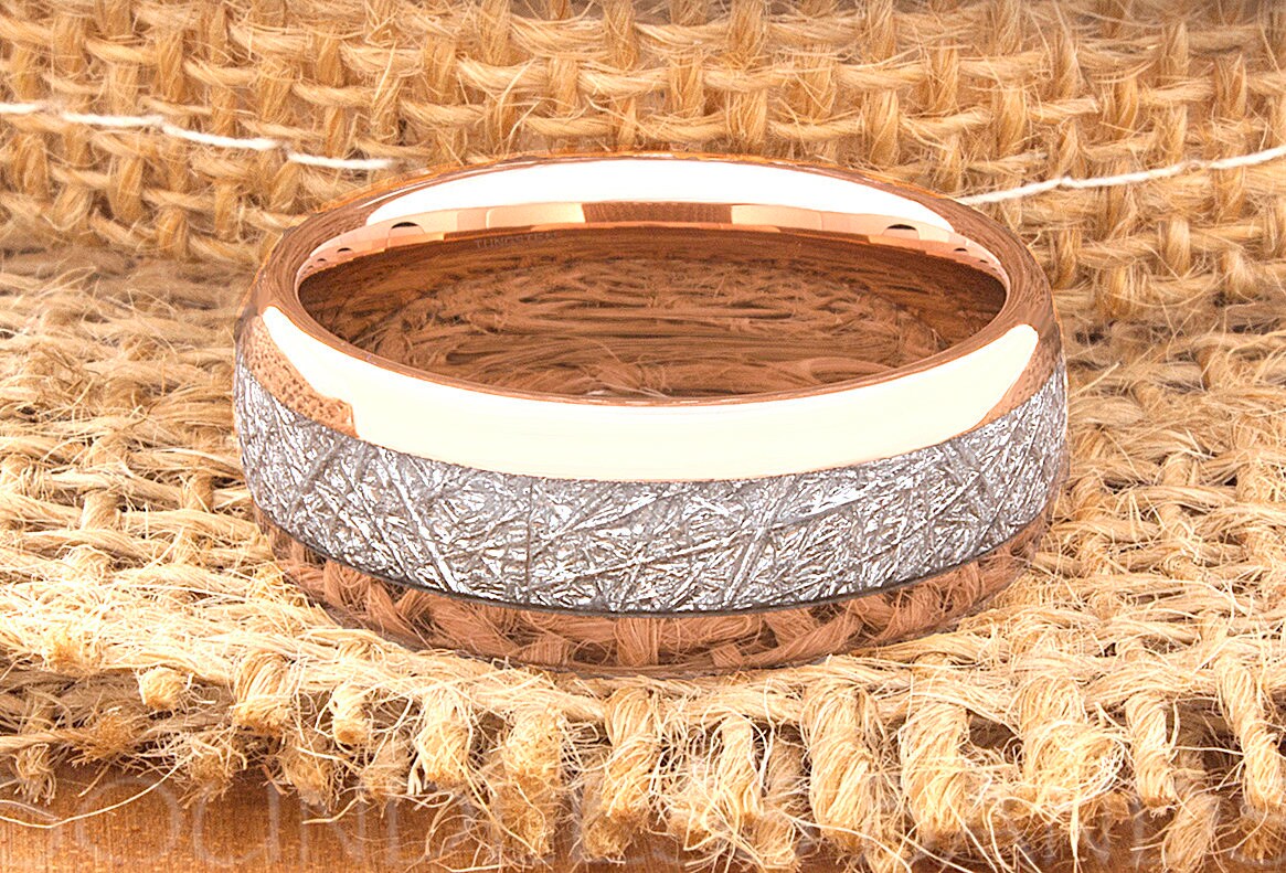 Meteorite Tungsten Wedding Ring Meteorite Inlay Ring Men Women - Etsy