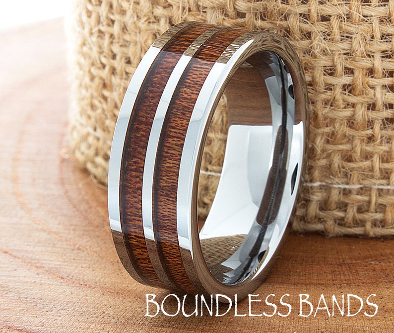 Wood Inlay Tungsten Ring Tungsten Ring Wood Tungsten Ring - Etsy