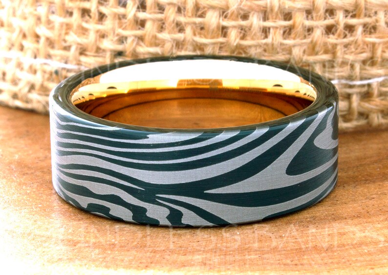 Tungsten Ring Damascus Steel Pattern Tungsten Ring Men's - Etsy