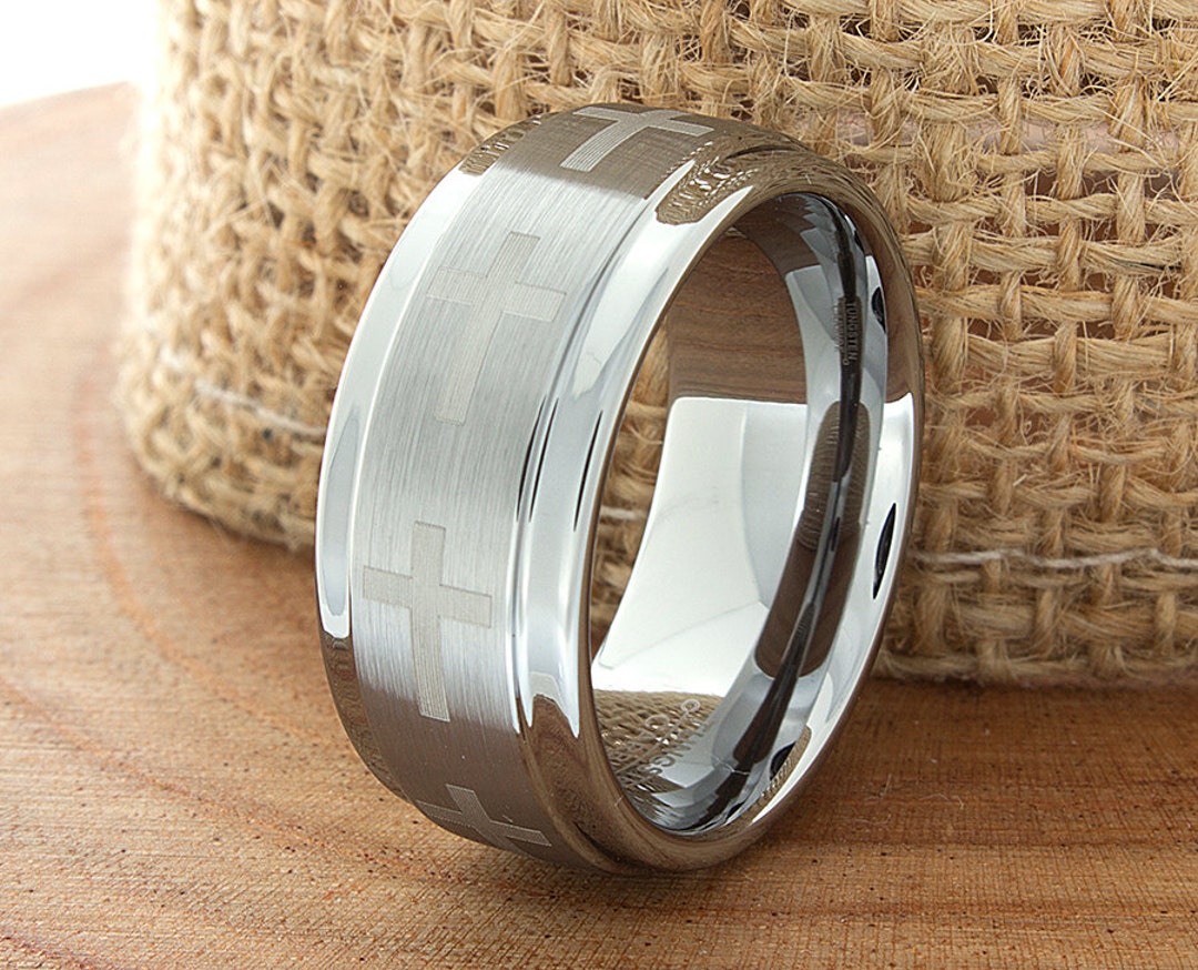 Tungsten Ring, Tungsten Cross, Men's Tungsten Wedding Band, Men's ...