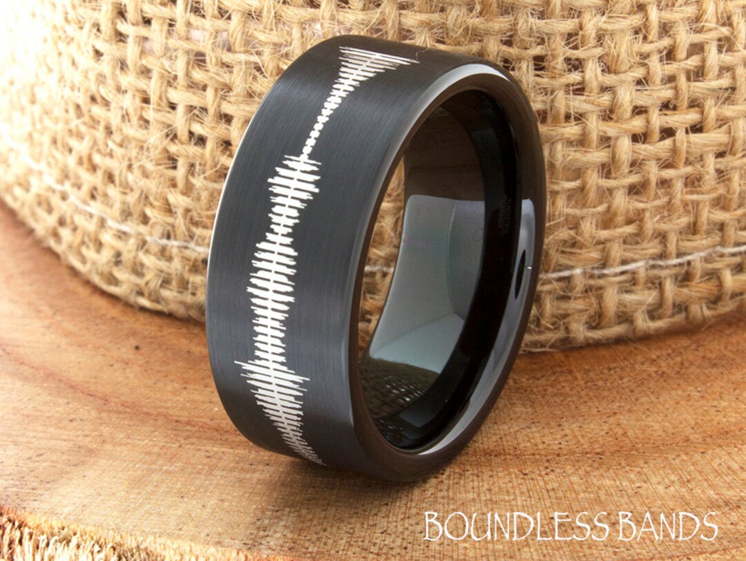 Tungsten Ring Customized Mens Ring Sound Wave Band Tungsten - Etsy