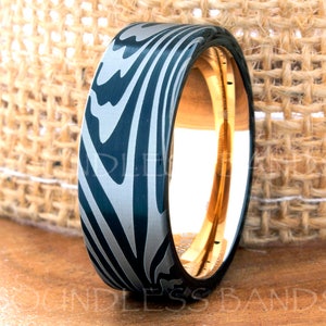 Tungsten Ring Damascus Steel Pattern Tungsten Ring Men's - Etsy
