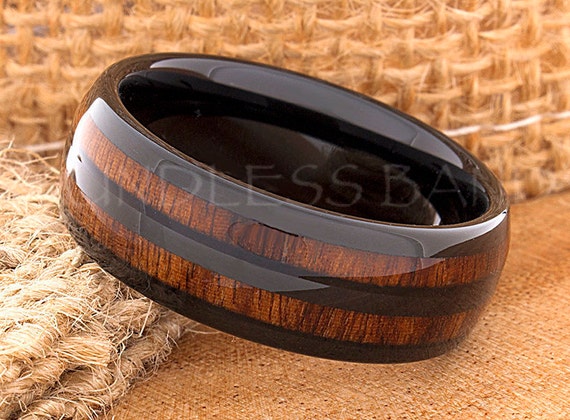 Tungsten Ring Wood Inlay Ring Wedding Ring Men Women Wedding - Etsy