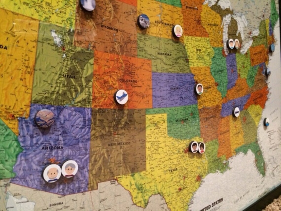 Treasured Maps: Framed Magnet Map of the USA With "places to Go, People ...